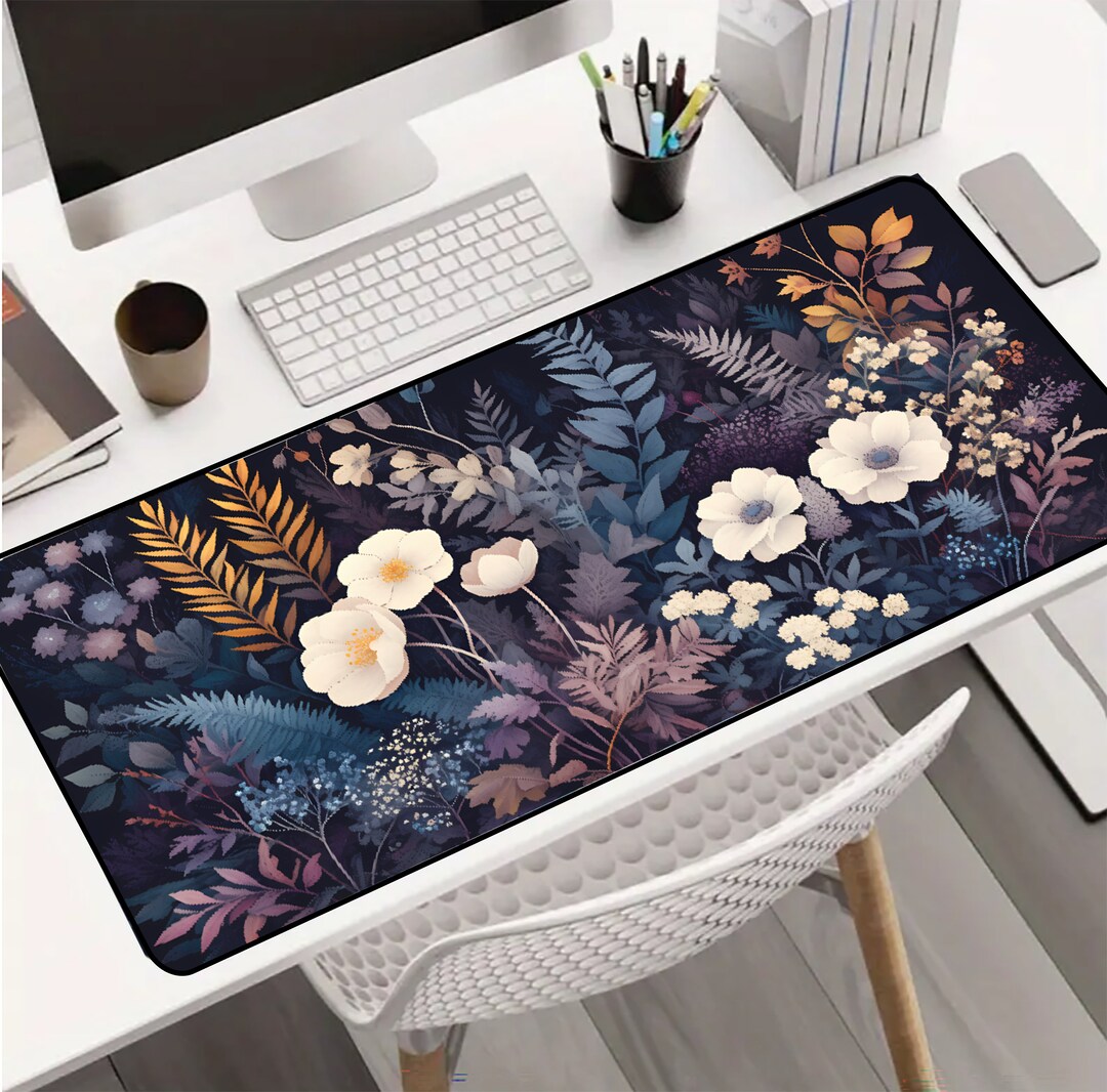 Cottagecore Desk Mat, Blue Desk Mat, Floral Desk Mat, Gaming Desk Mat ...