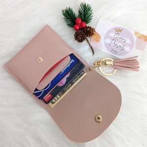 Keychain Wallet, Minimalist Card Holder Wallet With Keyring and Tassel ...