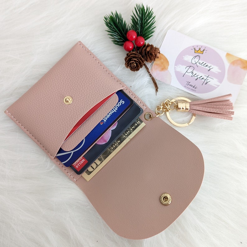 Keychain Wallet Minimalist Card Holder Wallet With Keyring - Etsy