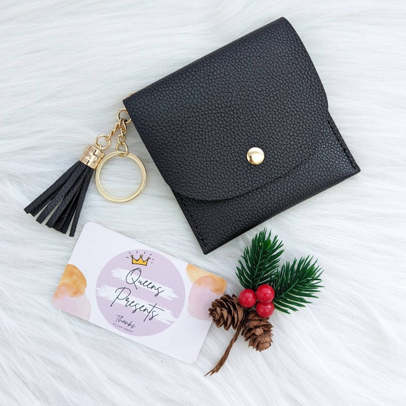 Keychain Wallet Minimalist Card Holder Wallet With Keyring - Etsy