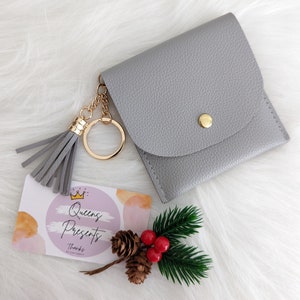 Keychain Wallet, Minimalist Card Holder Wallet With Keyring and Tassel ...