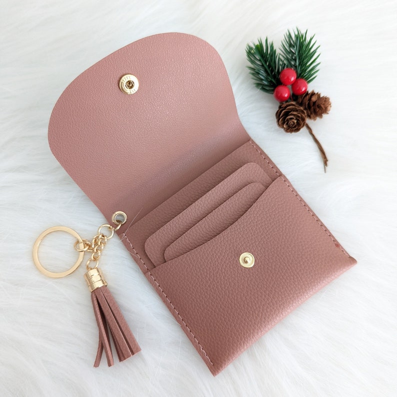 Keychain Wallet Minimalist Card Holder Wallet With Keyring - Etsy