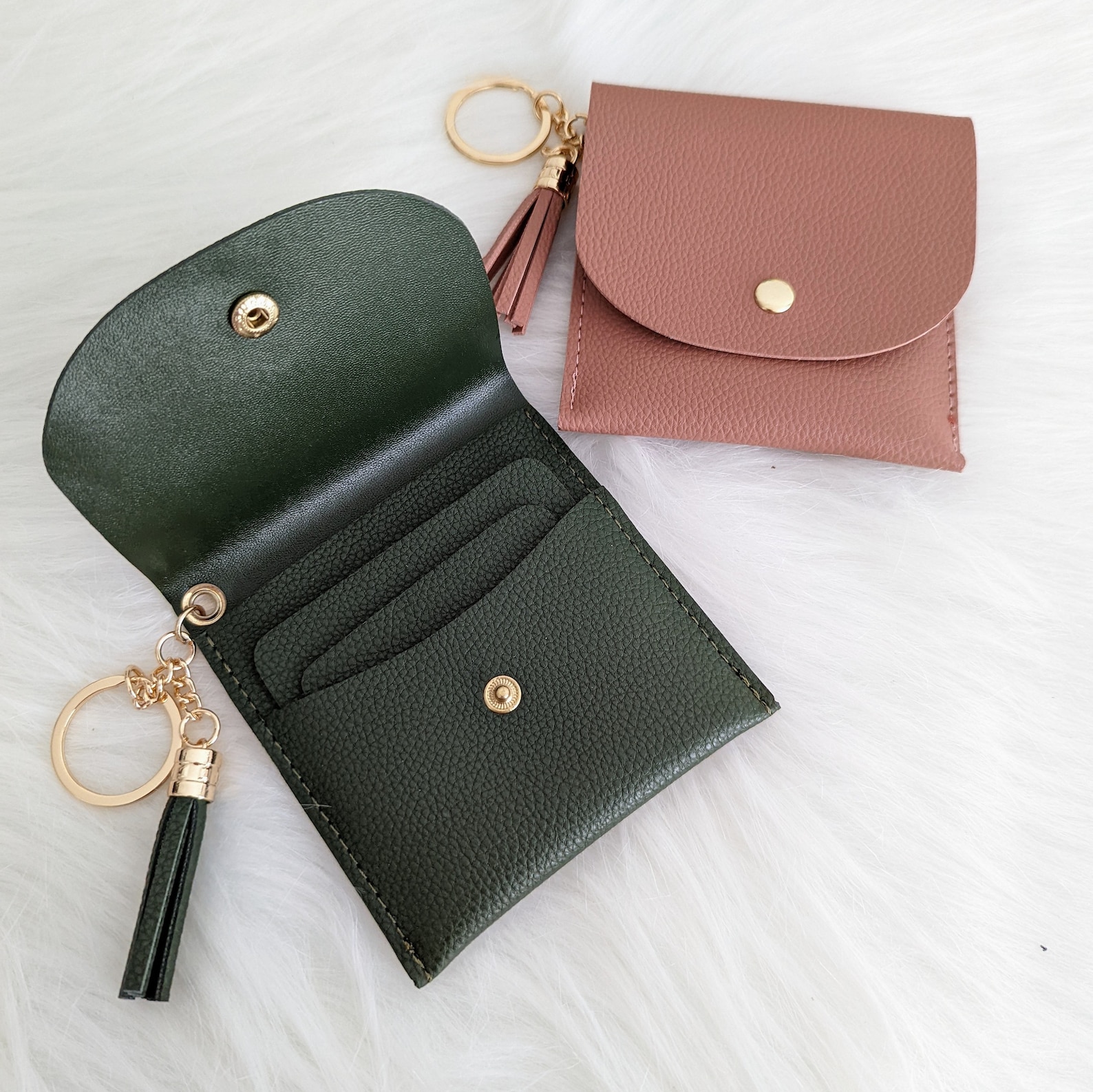 Keychain Wallet Minimalist Card Holder Wallet With Keyring - Etsy