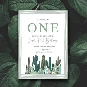 EDITABLE Cactus Birthday Invitation Fully Customizable Digital Download ...