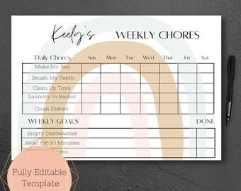 Home Décor Chore chart printable Boho Task Chart Wall Décor etna.com.pe