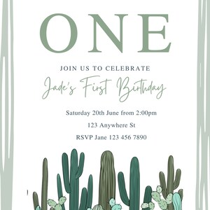 EDITABLE Cactus Birthday Invitation Fully Customizable Digital Download ...