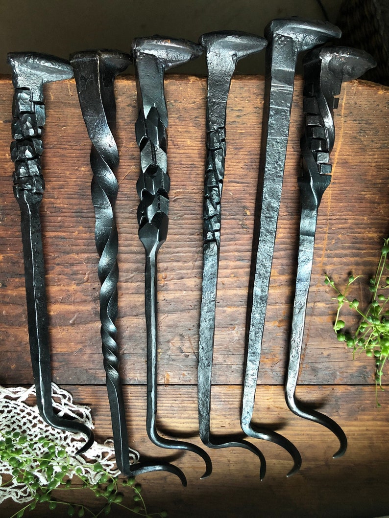 Hand Forged Pigtailed Meat Flipper Steak Hook Barbecue | Etsy