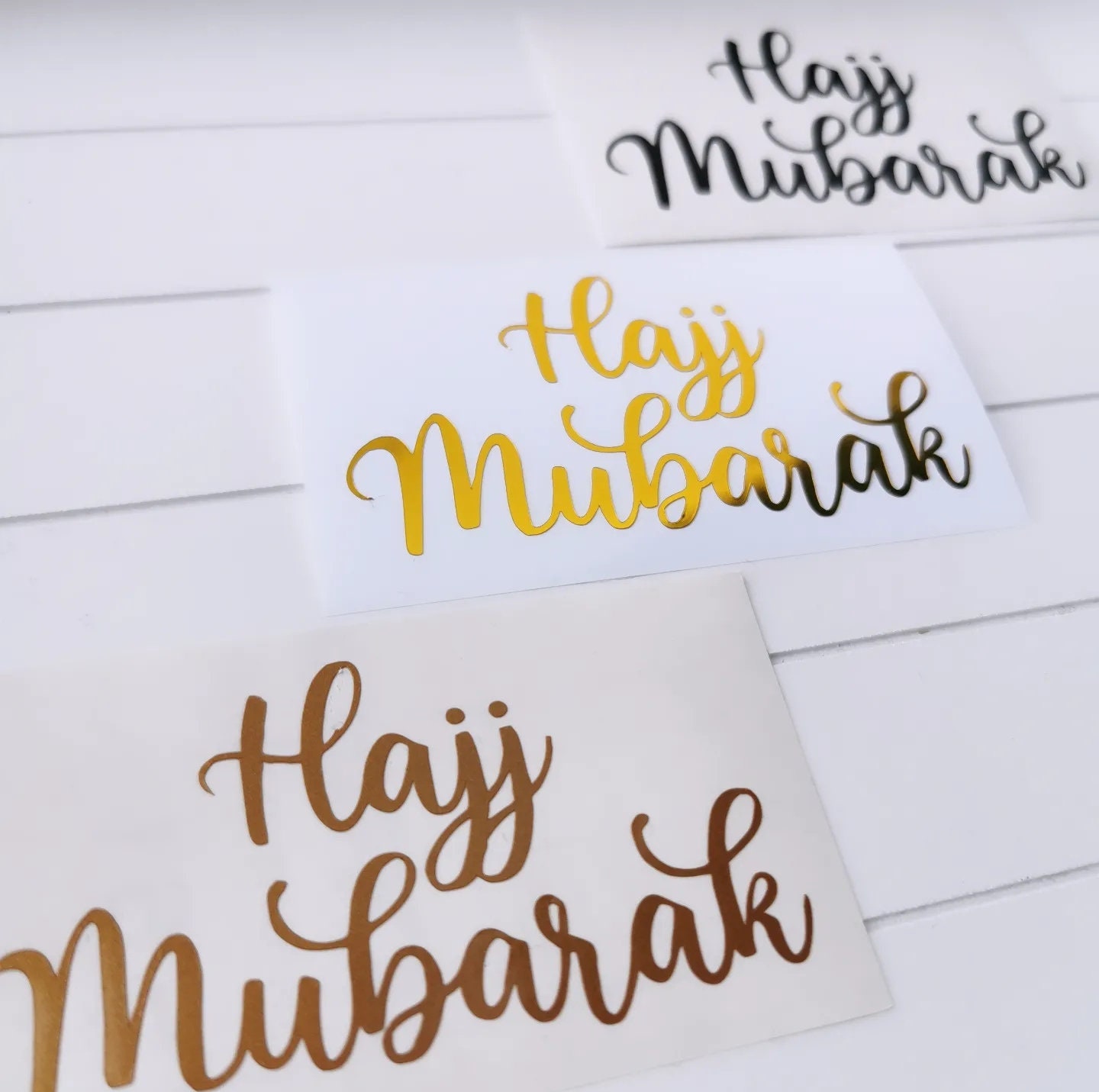 Personalised Hajj Mubarak Vinyl Decals, Custom Text - Islamic Stickers ...