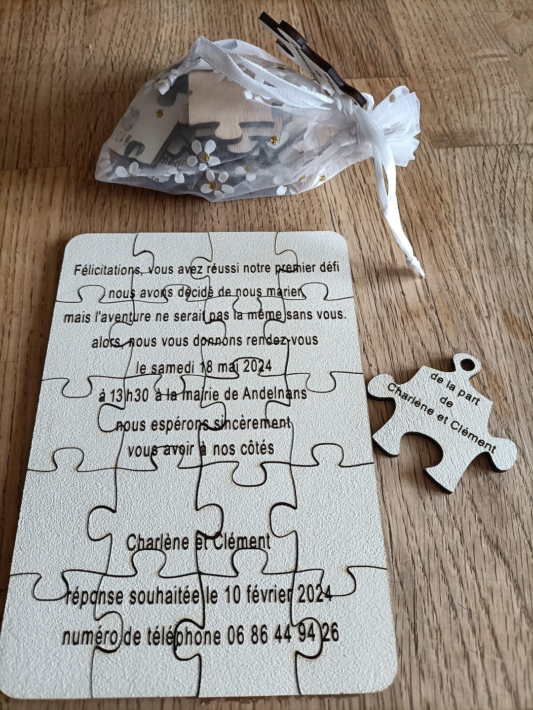 Announcement PUZZLE Announcement, Handmade Puzzle Invitation, Wooden ...