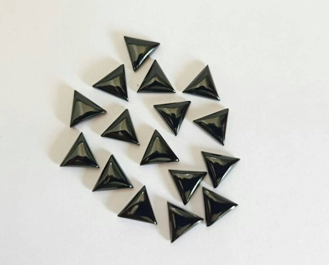 5 Pcs Natural Black Onyx Triangle Shape Flat-back Cabochon Gemstone ...
