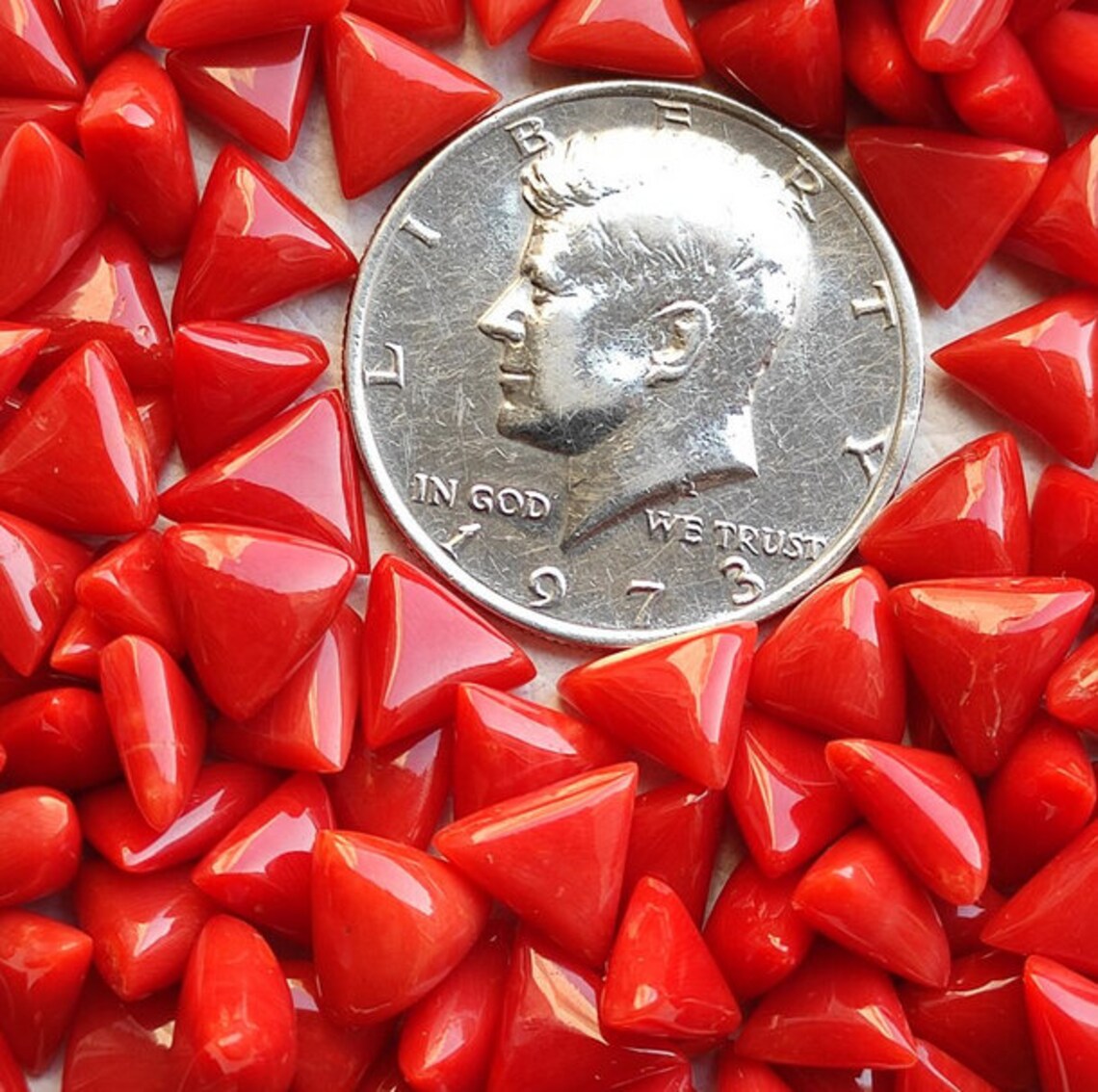 Synthetic Red Coral Triangle Shape Cabochon Gemstone for - Etsy