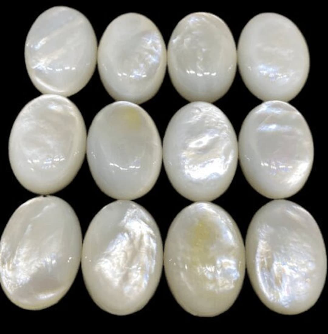 Natural White Mother of Pearl Oval Cabochon Gemstone, Top Grade Quality ...