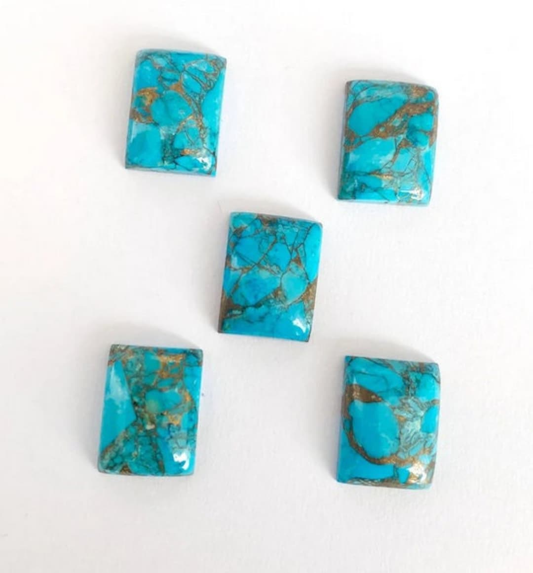 Natural Blue Copper Turquoise Rectangle Shape Smooth Cabochon Gemstone ...