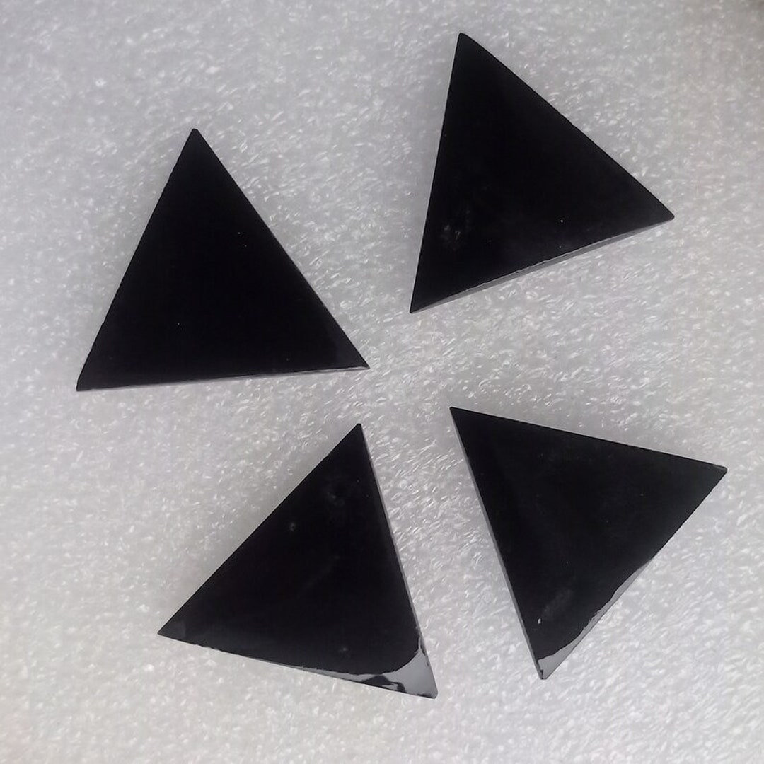 5pcs, Flat Natural Black Onyx Triangle Shape Gemstone for DIY Jewelry ...