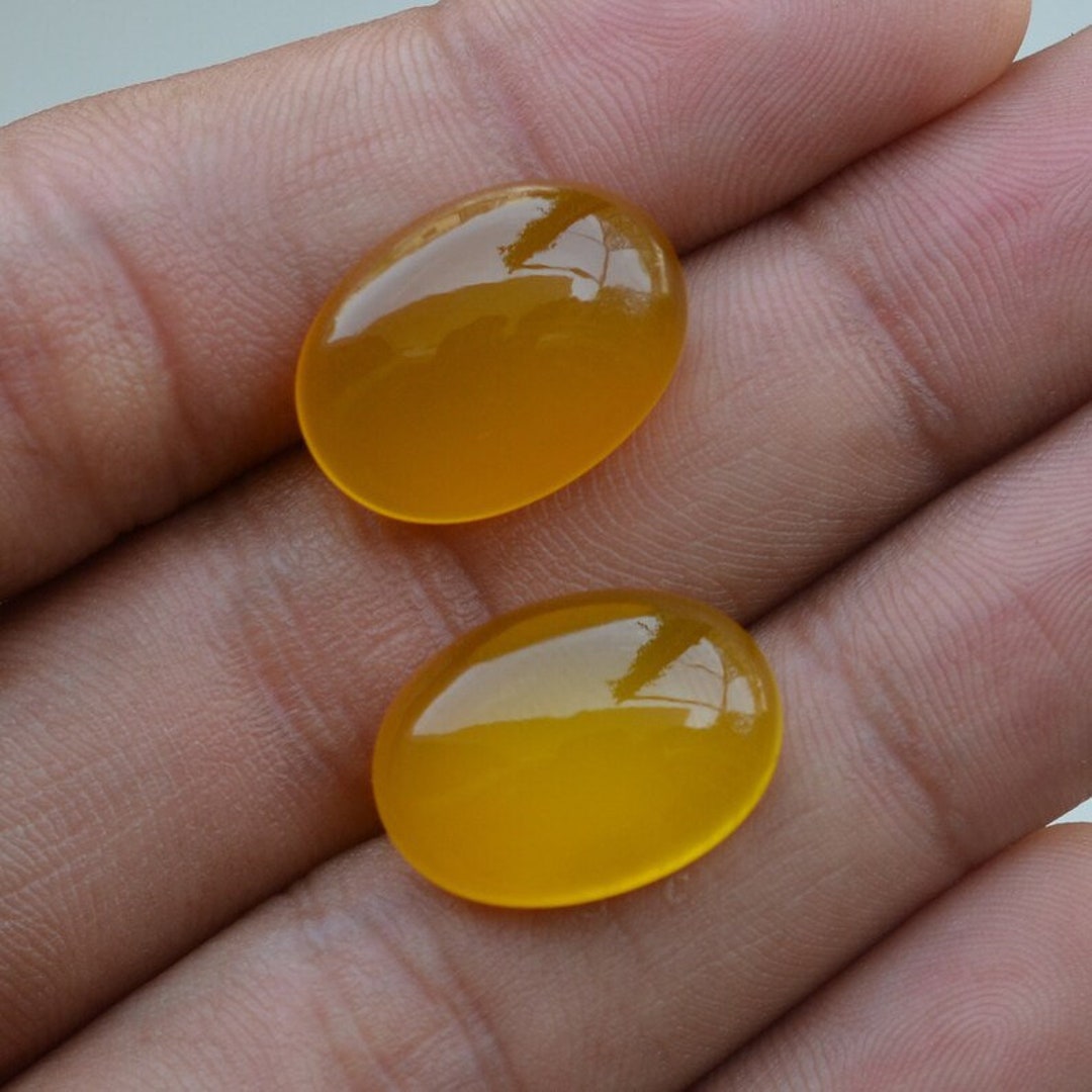 Yellow Chalcedony Oval Shape Cabochon Gemstone for Jewelry Making ...