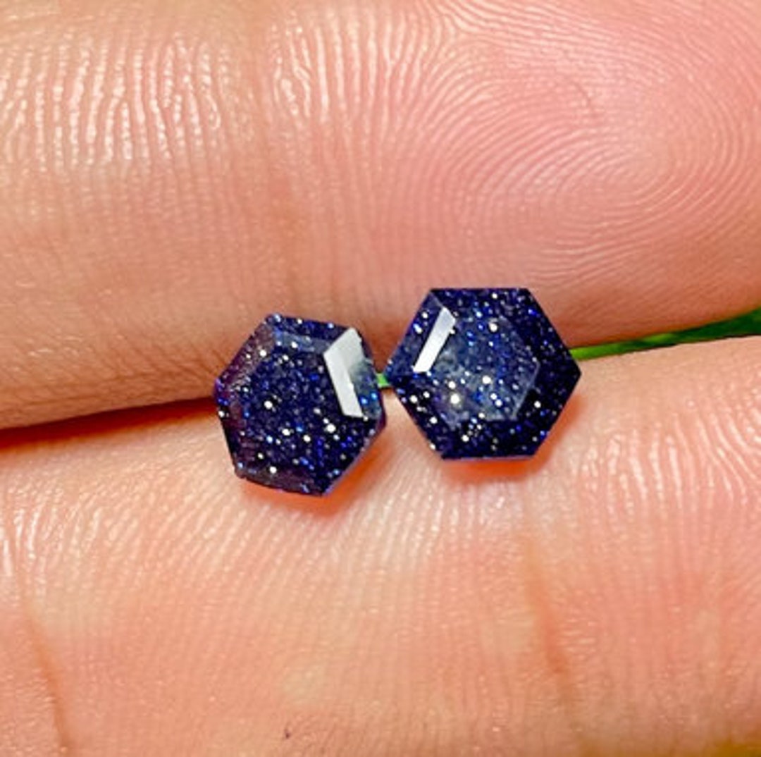 Blue Sandstone Faceted Hexagon Shape Pairs Gemstone, Loose Sandstone ...