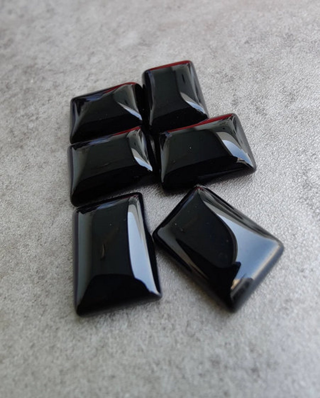 2 Pcs Black Onyx Rectangle Shape Flat-back Cabochon Gemstone, July ...