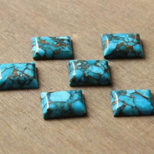 Natural Blue Copper Turquoise Rectangle Shape Smooth Cabochon Gemstone ...