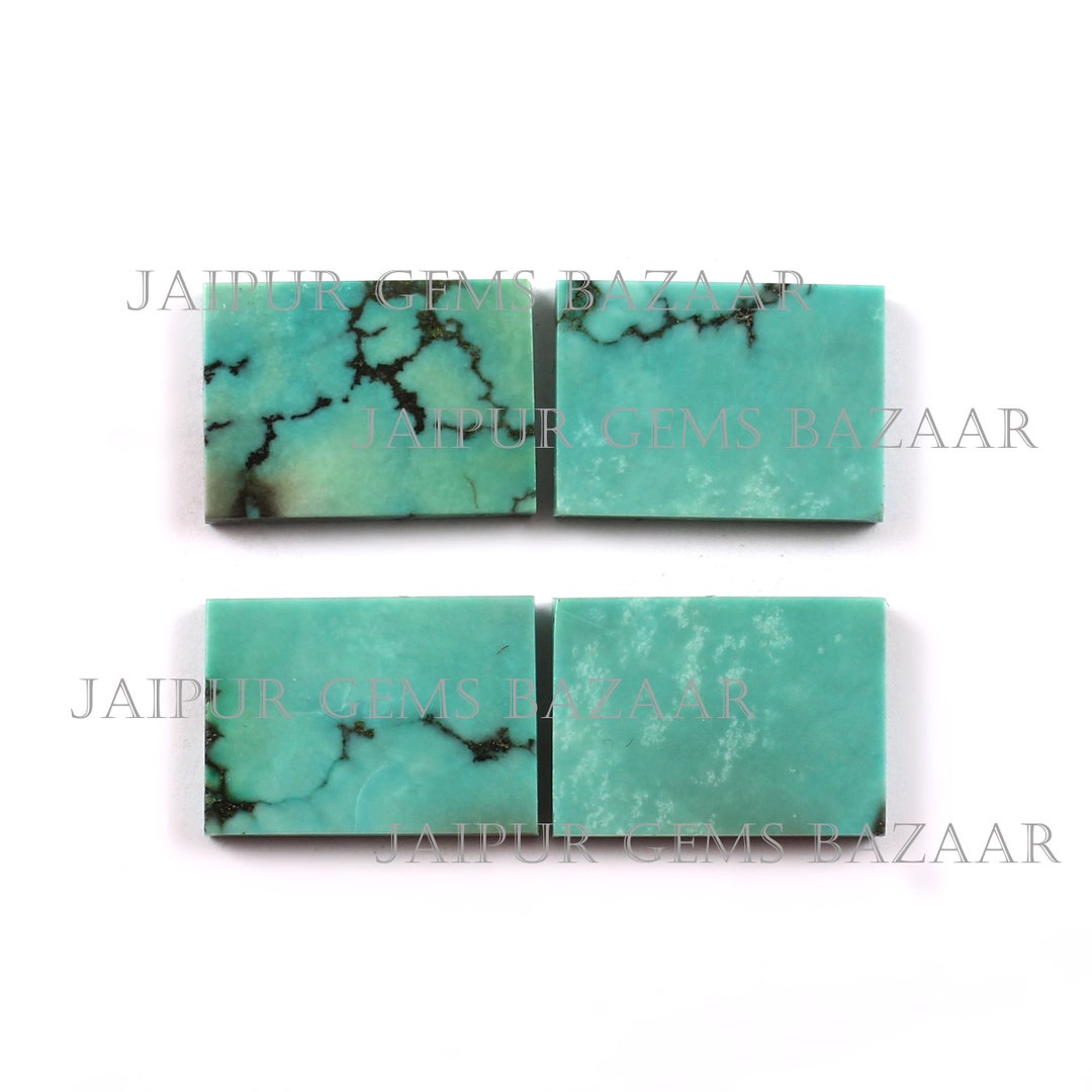 2 Pcs Natural Turquoise Rectangle Shape Flat Cabochon Gemstone, High ...
