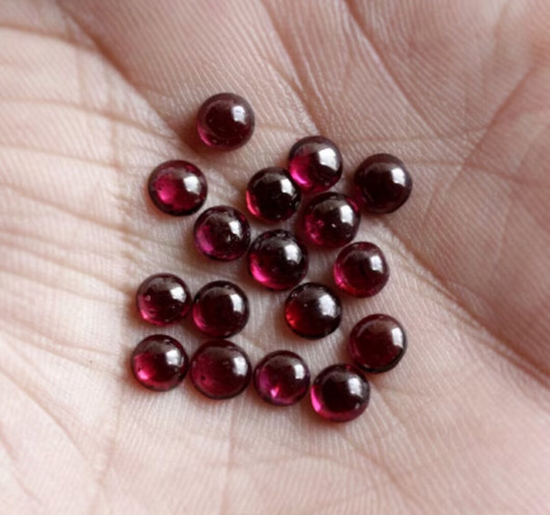 Red Garnet Quartz Round Shape Flat Back Cabochon Gemstone for Jewelry ...