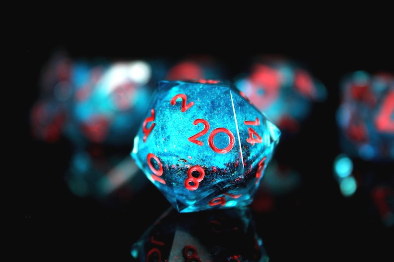 Blood in the Water Liquid Core Polyhedral Sharp Edge Dice Set - Etsy