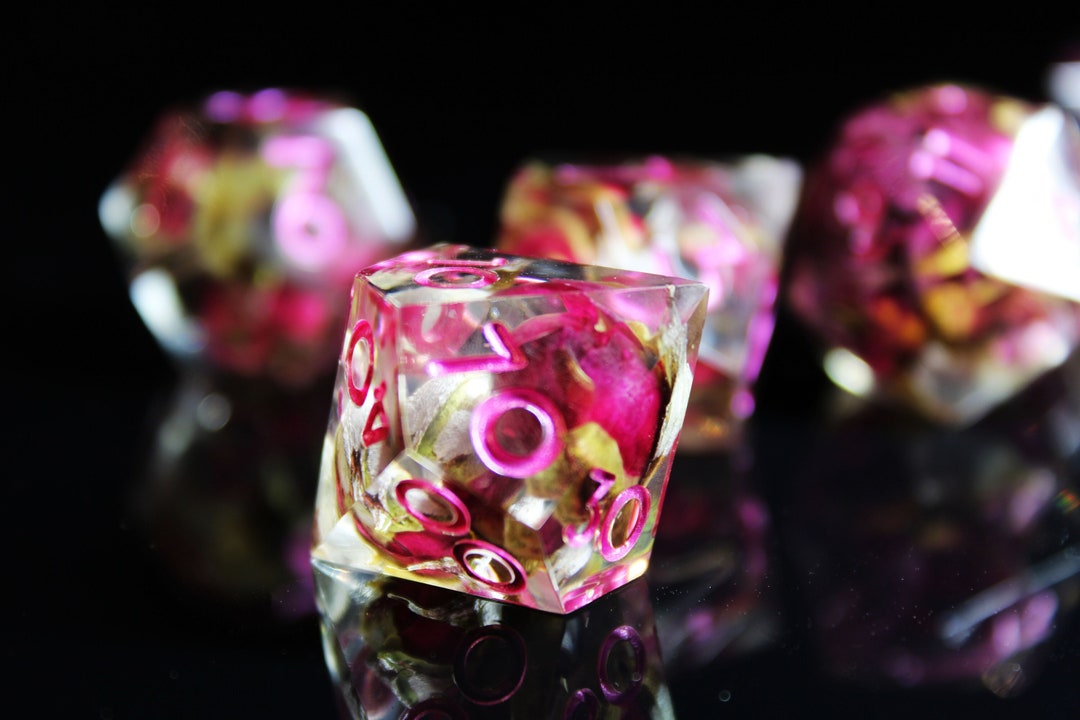 Rose Bud Bouquet Resin Polyhedral Sharp Edge Dice Set[retired] - Etsy