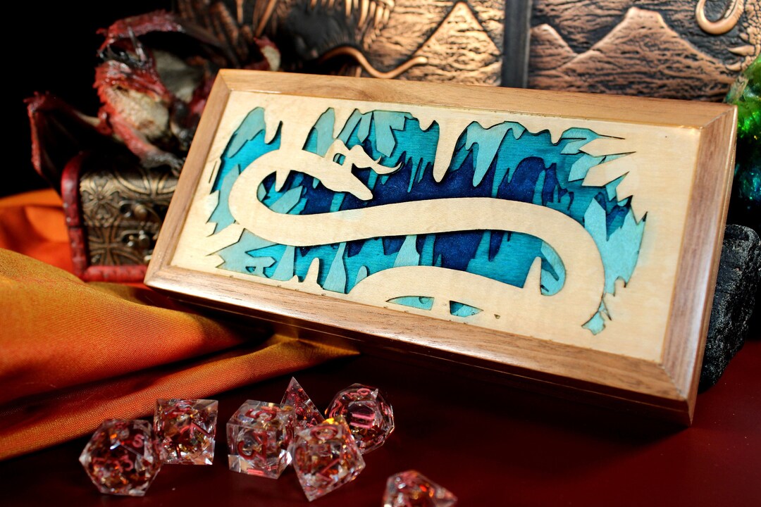 Blue Crystal Cave Handmade Silent Dice Vault, Rattle-free Dragon ...