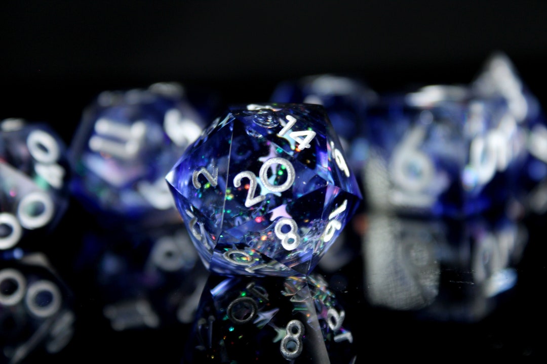 Indigo Starfall Liquid Core Polyhedral Sharp Edge Dice Set - Etsy