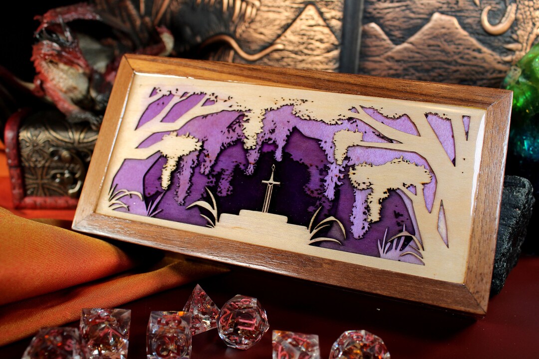 Purple Sword in the Stone Handmade Silent Dice Vault, Rattle-free ...