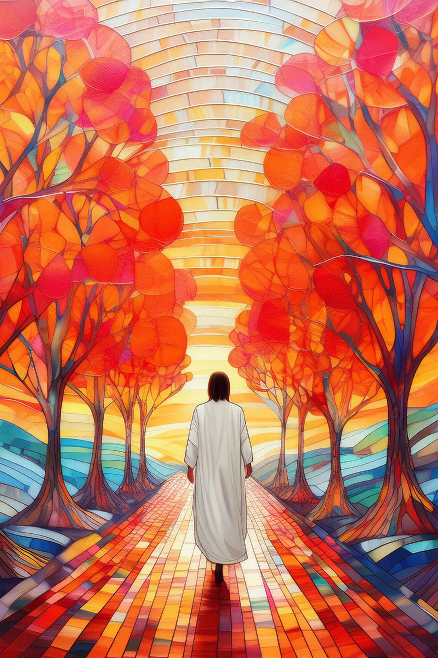 Jesus Walking Through a Garden, Jesus Art, Scripture in Art, Christian ...