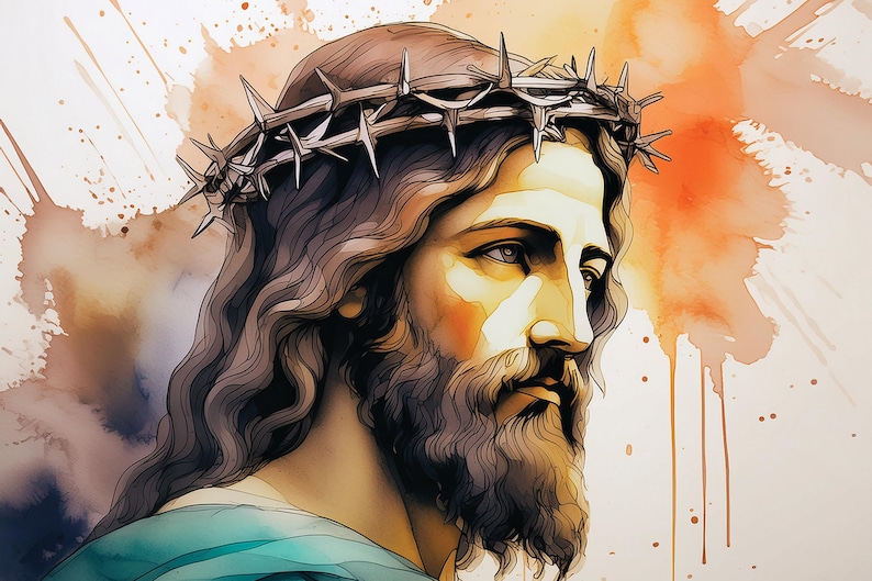 Jesus Wearing Crown of Thorns, Faith Inspired Art, Christian Home Decor ...