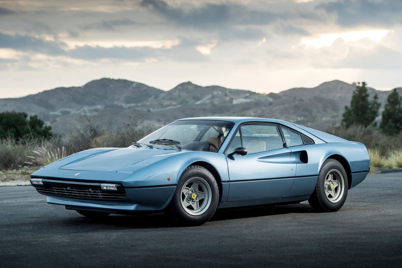 70s Sports Cars, 1977 Ferrari 308GTB in Blue Poster - Etsy