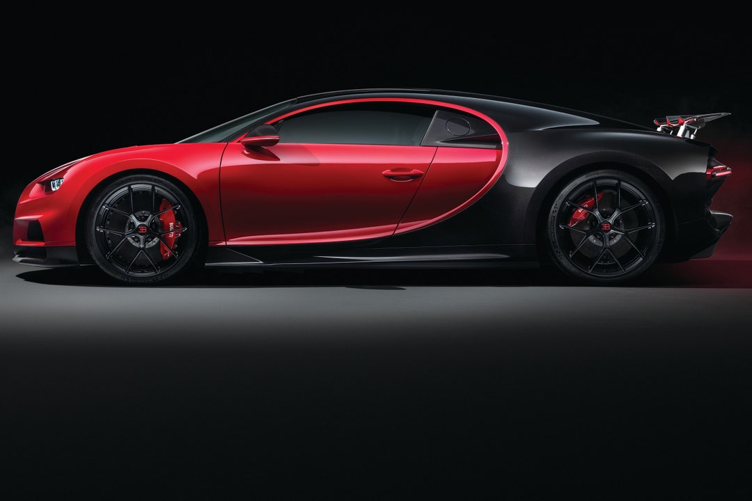 Red and Black Bugatti, Chiron, HD Car, Super Car, Side View Poster - Etsy