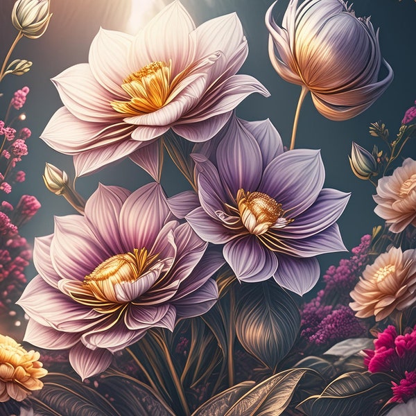 Modern Flower Art - Etsy