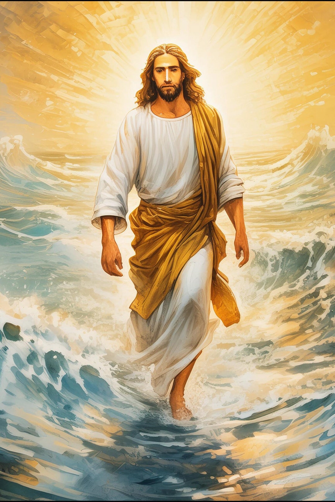 Jesus Walks on Water, Jesus Art, Faith and Love, God Print, Painting ...