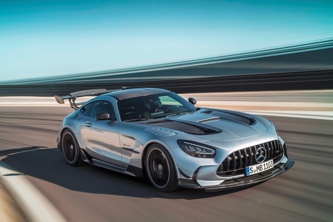 Mercedes AMG GT in Silver, Massive Spoiler, Turbo Charged Poster - Etsy