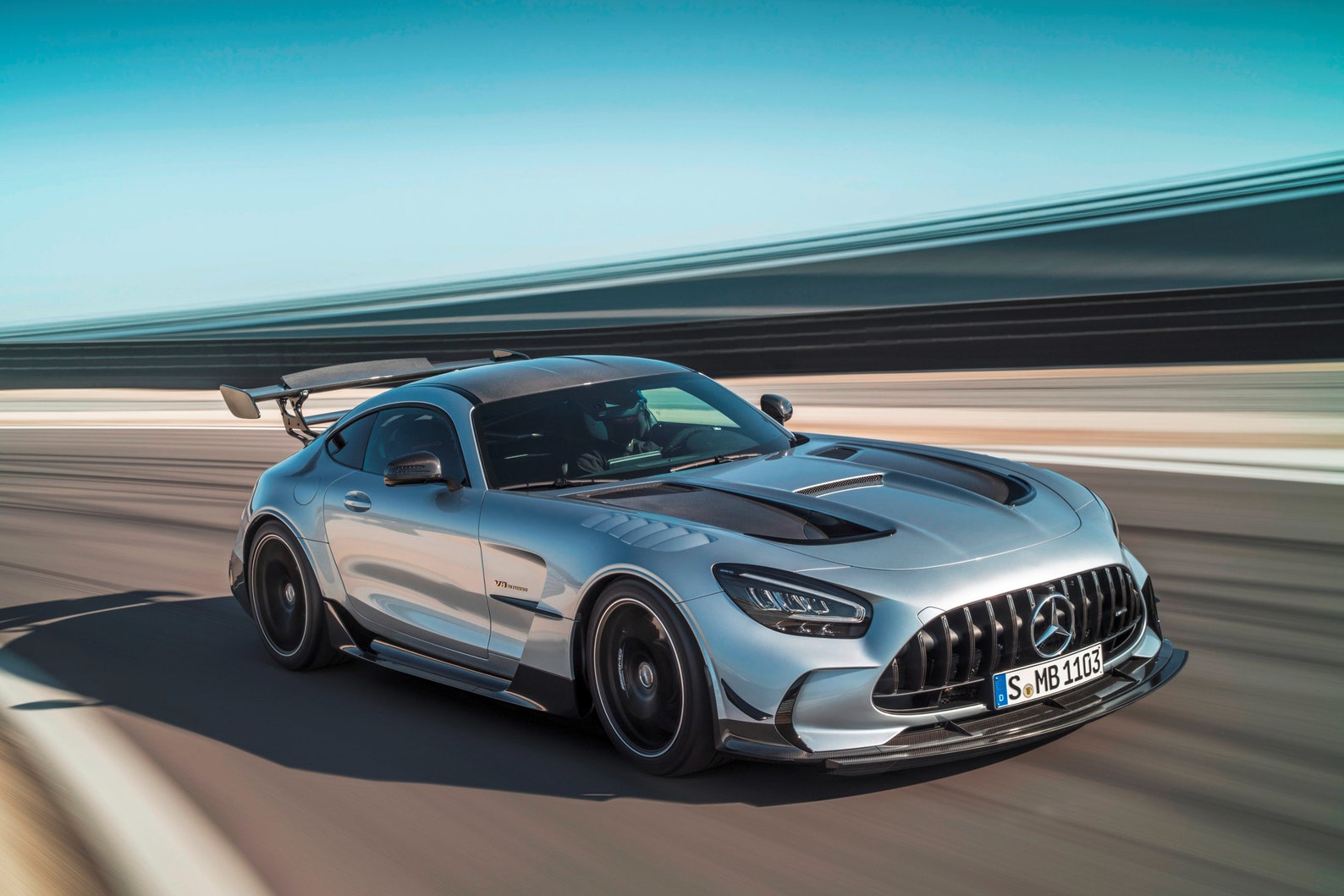 Mercedes AMG GT in Silver, Massive Spoiler, Turbo Charged Poster - Etsy