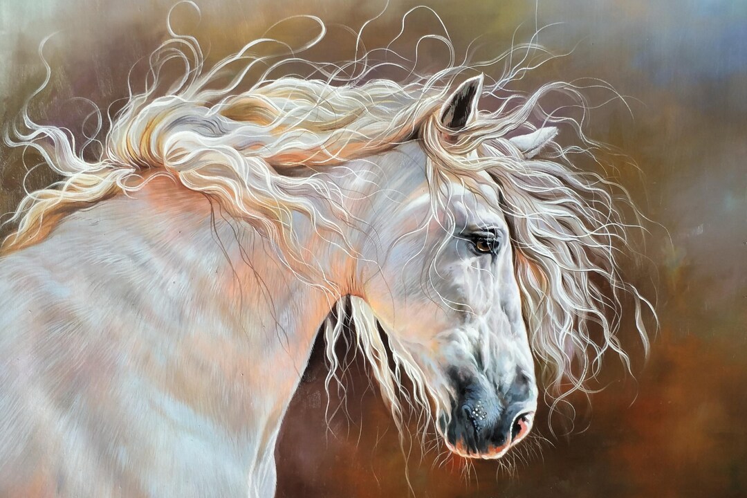 White Horse Painting, Art Poster - Etsy