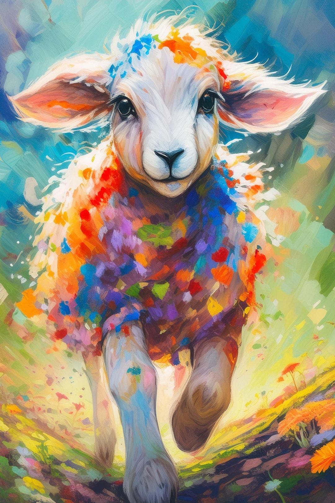 Lamb, Big Eyes, Jesus is the Way, Prayer, Beauty, Art, Print, Color and ...