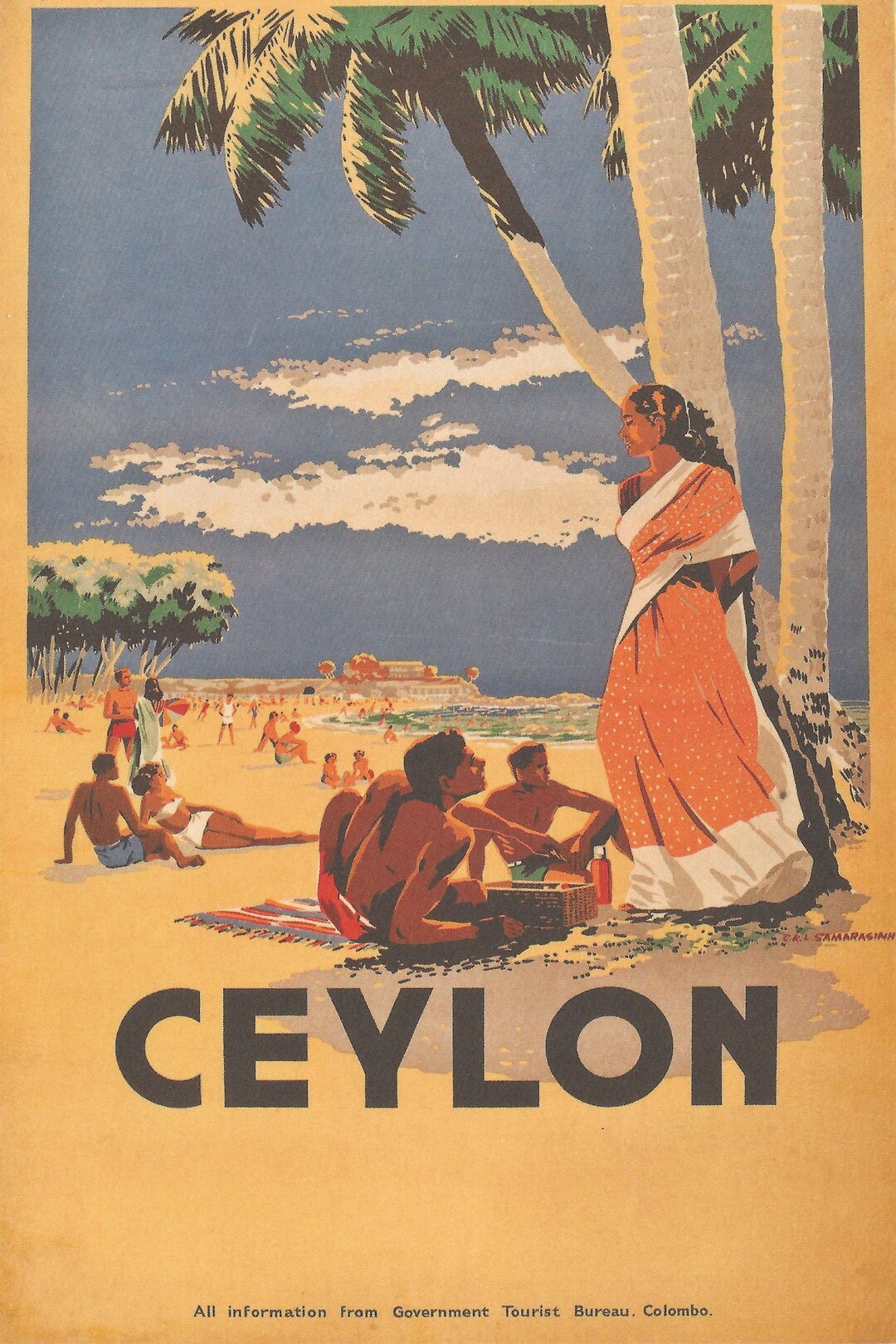 Vintage Beach in Ceylon / Sri Lanka Poster - Etsy Australia