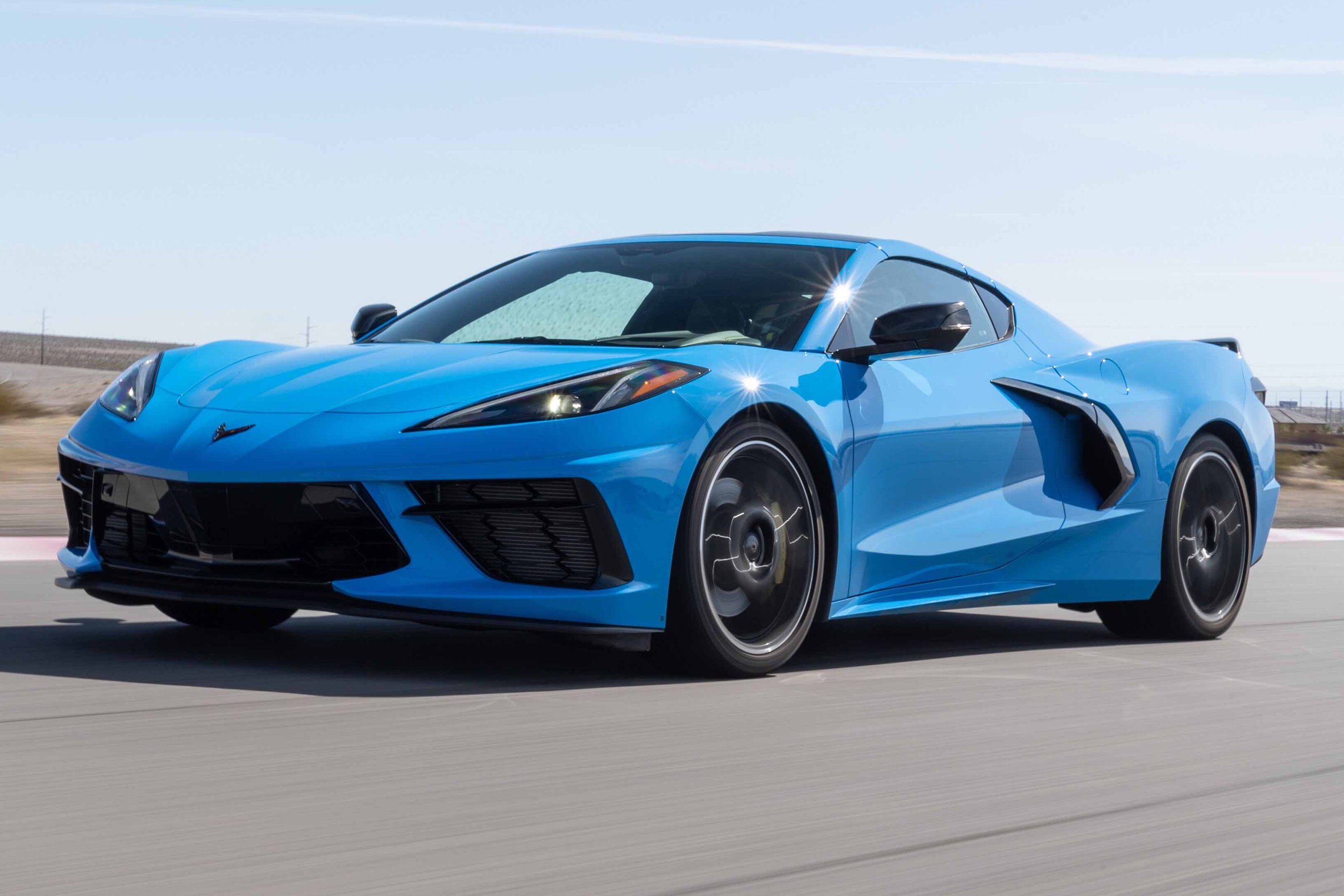 Side Shot C8 Corvette in Elkhart Blue Poster - Etsy