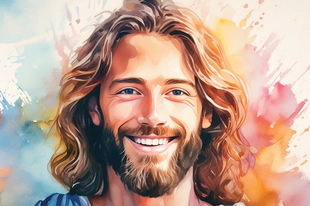 Jesus Art, Jesus Watercolor Print, Jesus Smiling, Poster of Jesus, Art ...