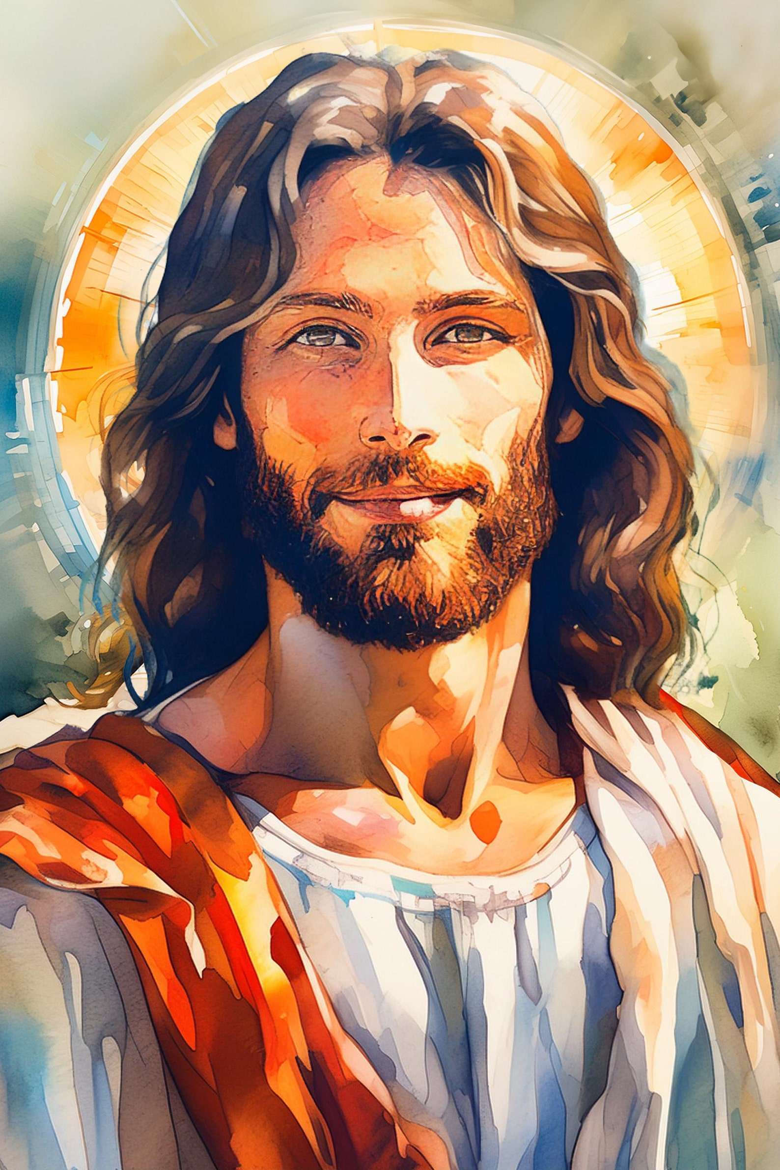 Jesus Portrait, Grainy Art, Watercolor Print, Faith Inspired Art ...