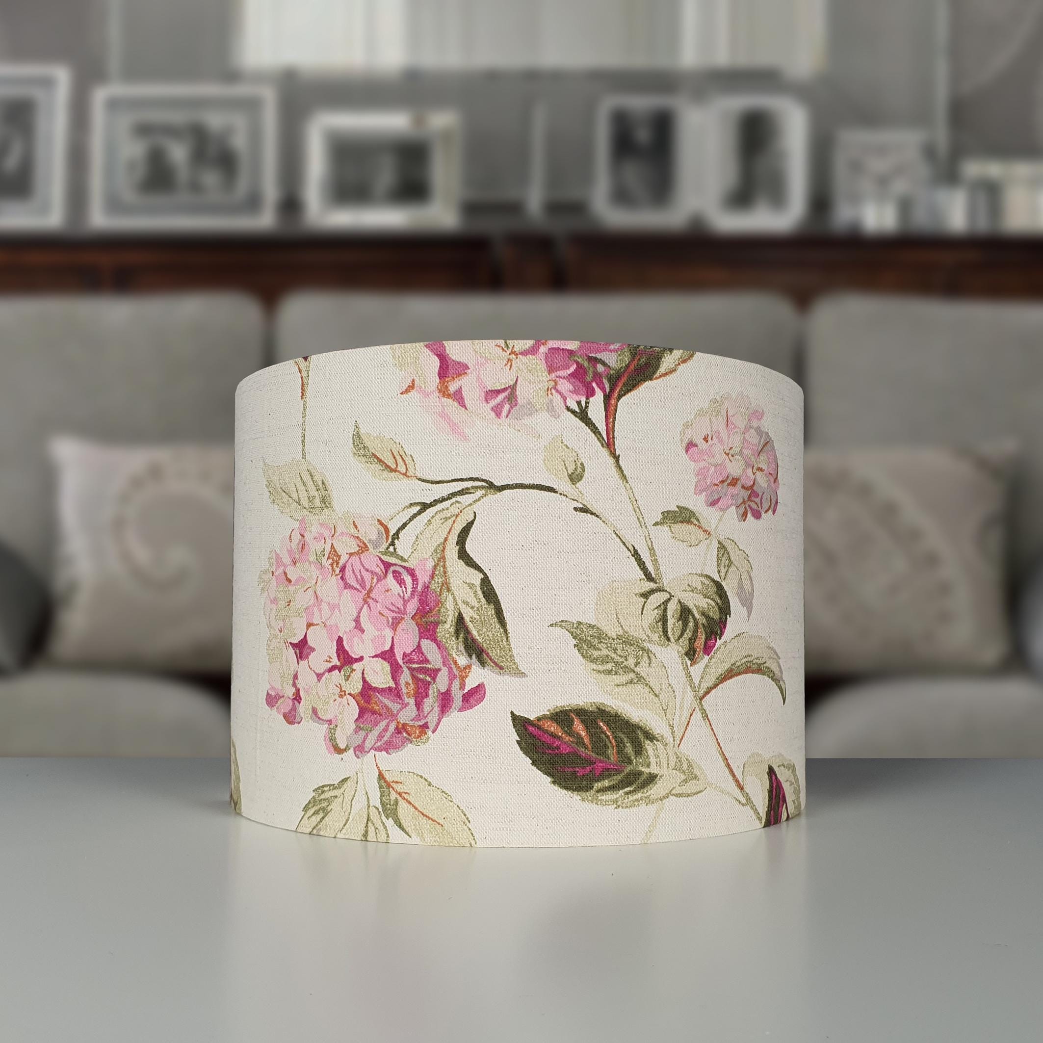 Lampshades in Laura Ashley Hydrangea Pink Natural Fabric Handmade FREE ...
