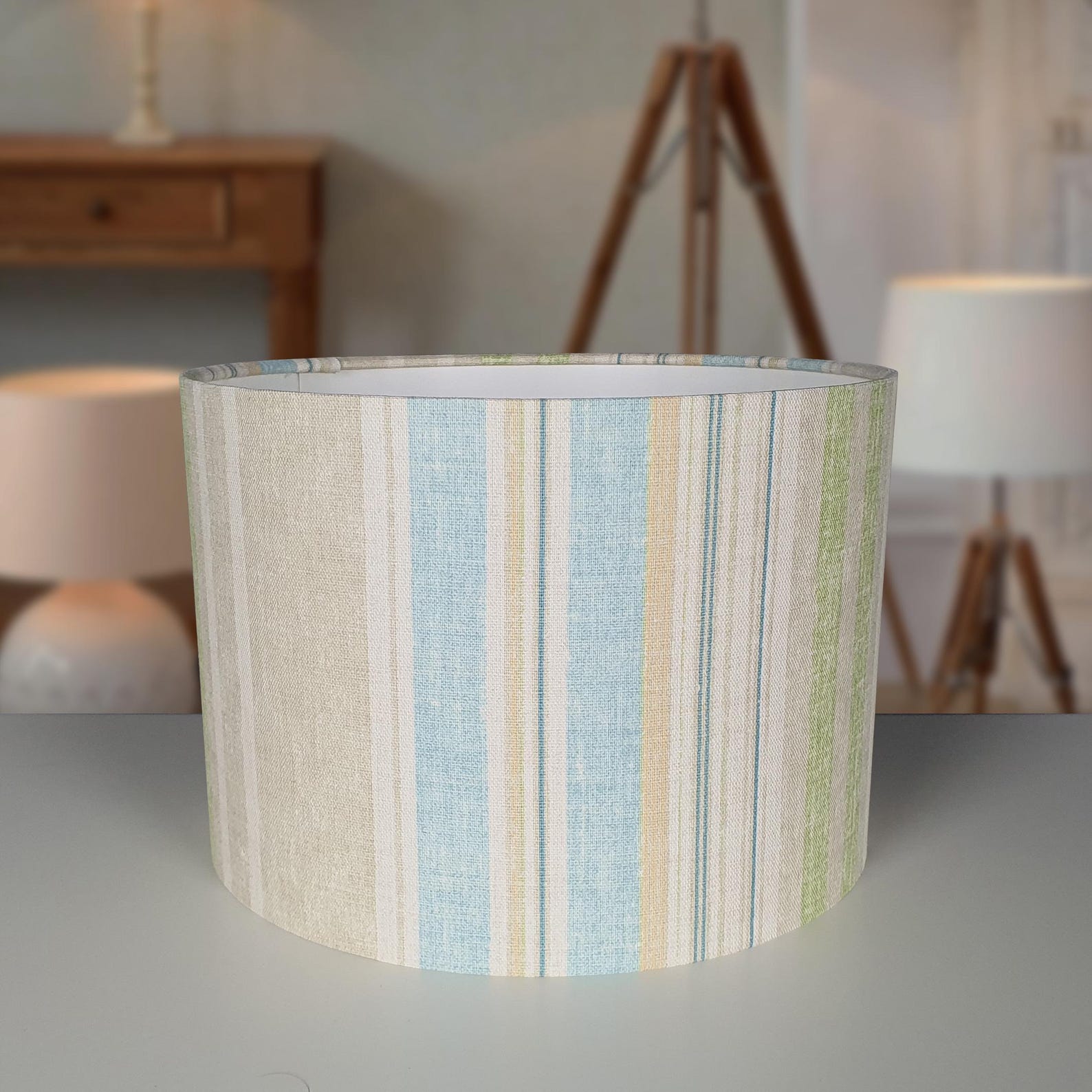 Lampshades in Laura Ashley Irving Stripe Duck Egg Fabric Various Sizes ...