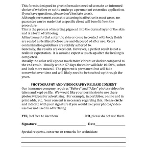 Permanent Makeup Consent Forms: Microblading Waiver (PDF & Word) - Etsy