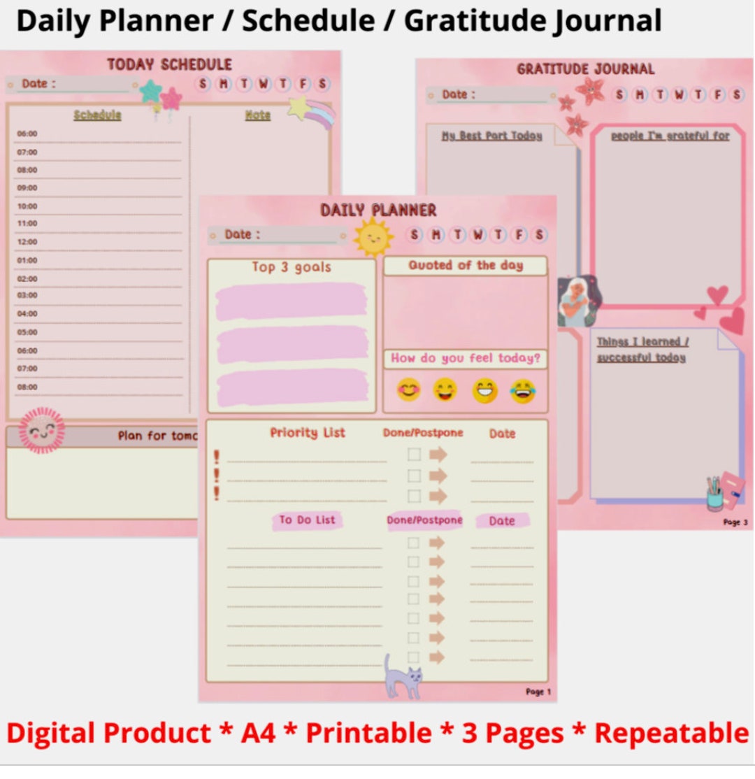 Goodnotes iPad Digital Planner Daily to Do List Cute Printable - Etsy
