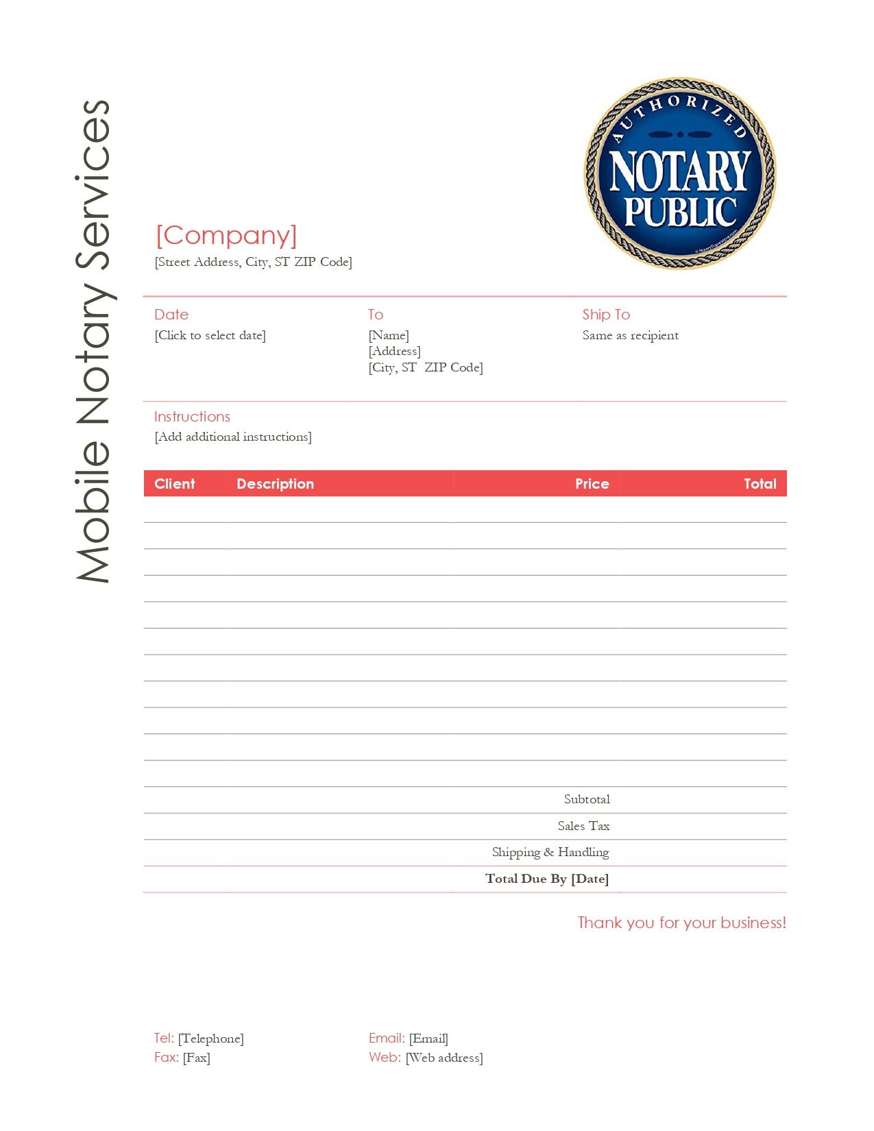 4 Notary Invoice Templates Bonus: Notary Log Journal Notary Supplies ...