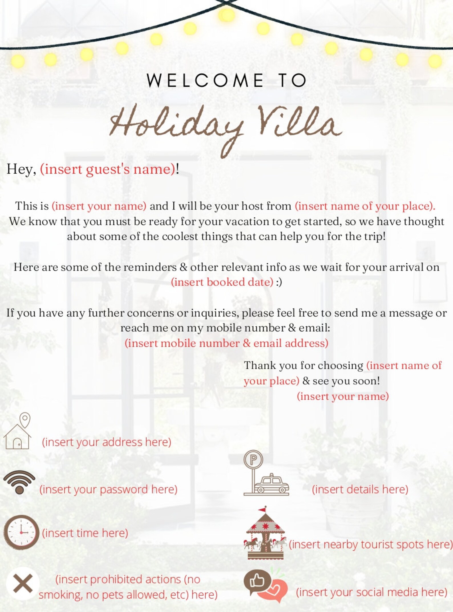 Airbnb Welcome Sign, Airbnb Welcome Letter, Airbnb Sign Template ...