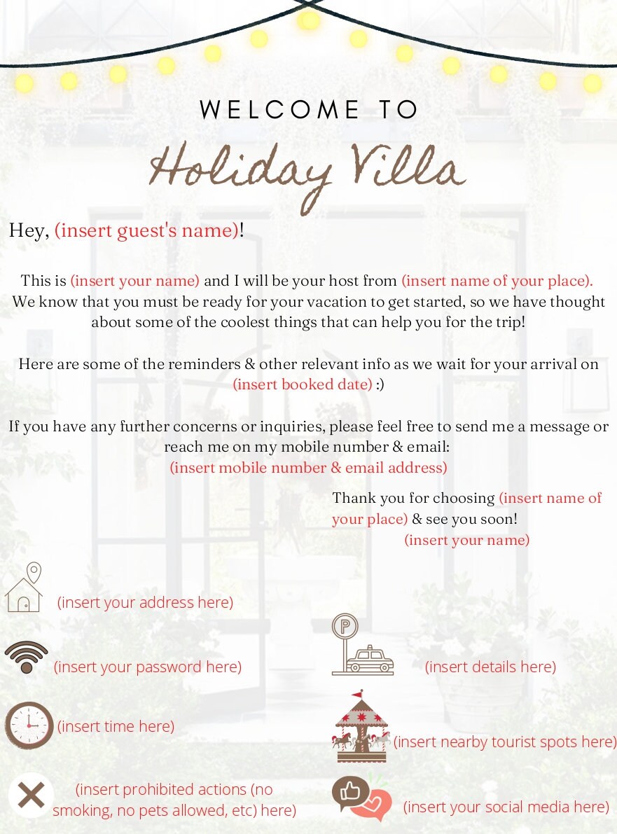 Airbnb Welcome Sign, Airbnb Welcome Letter, Airbnb Sign Template ...
